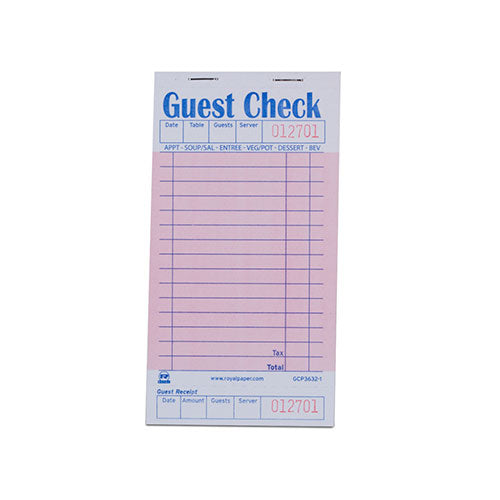 Pink Guest Checks-1 Part Booked, 10 & 50 – CiboWares