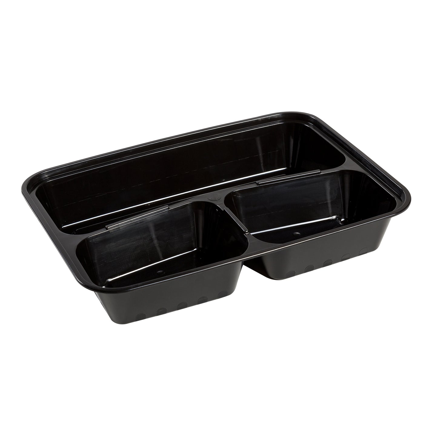 3 Compartment 33 oz. Rectangular Black Containers and Lids, Case of 15 ...