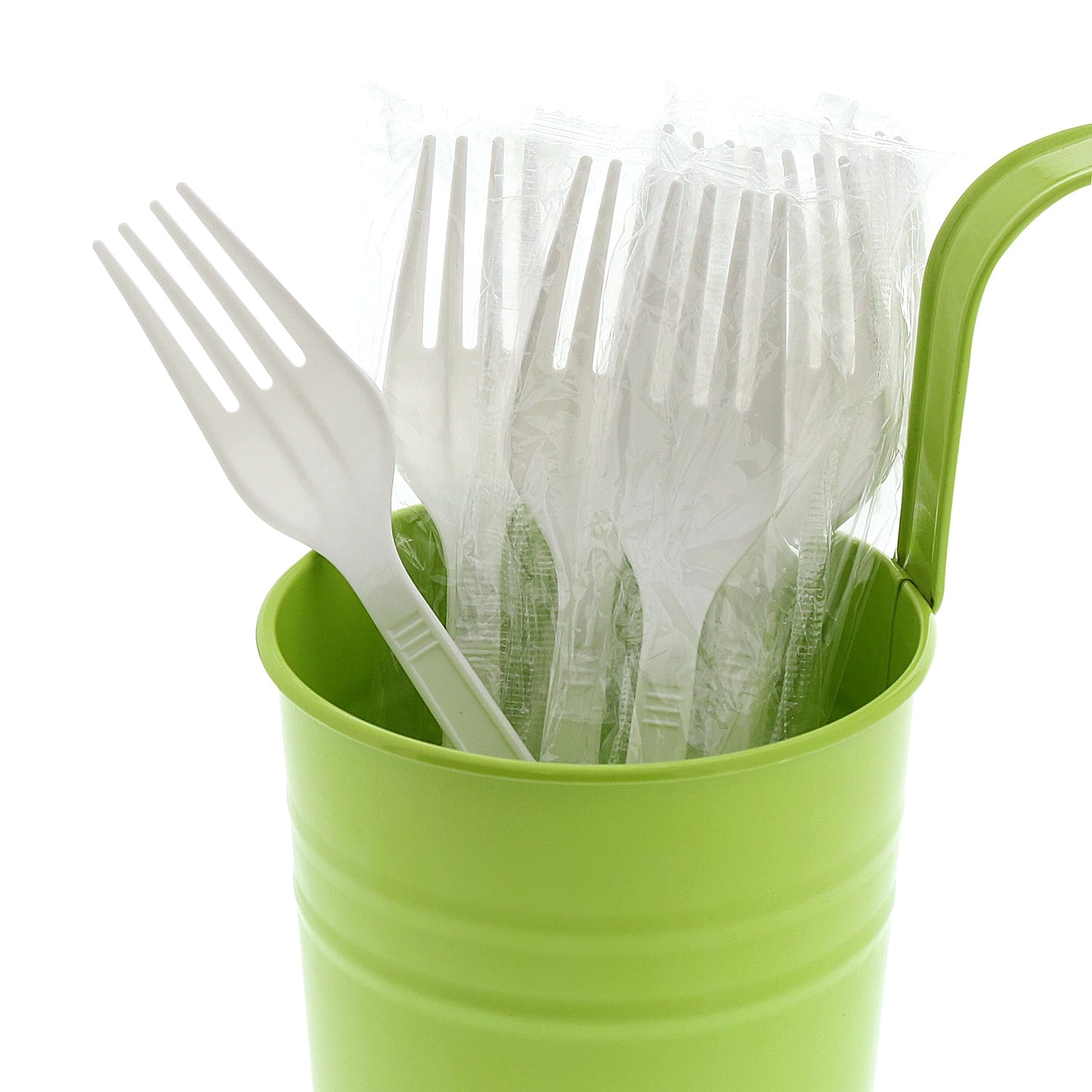 Medium Heavy Weight White Polypropylene Individually Wrapped Forks, Ca ...